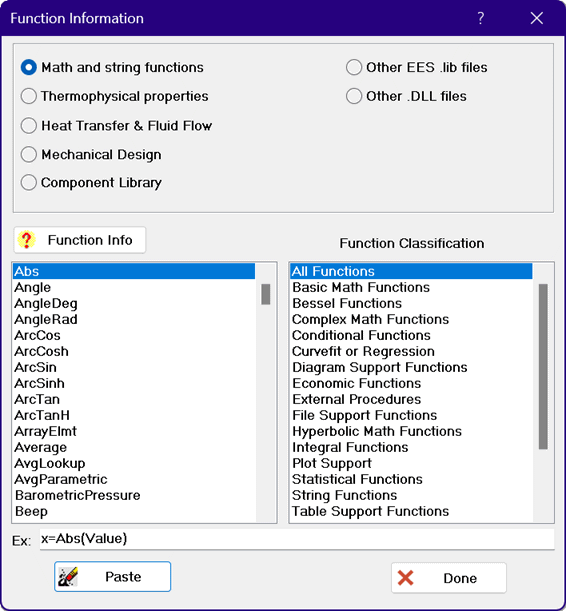 Function Information